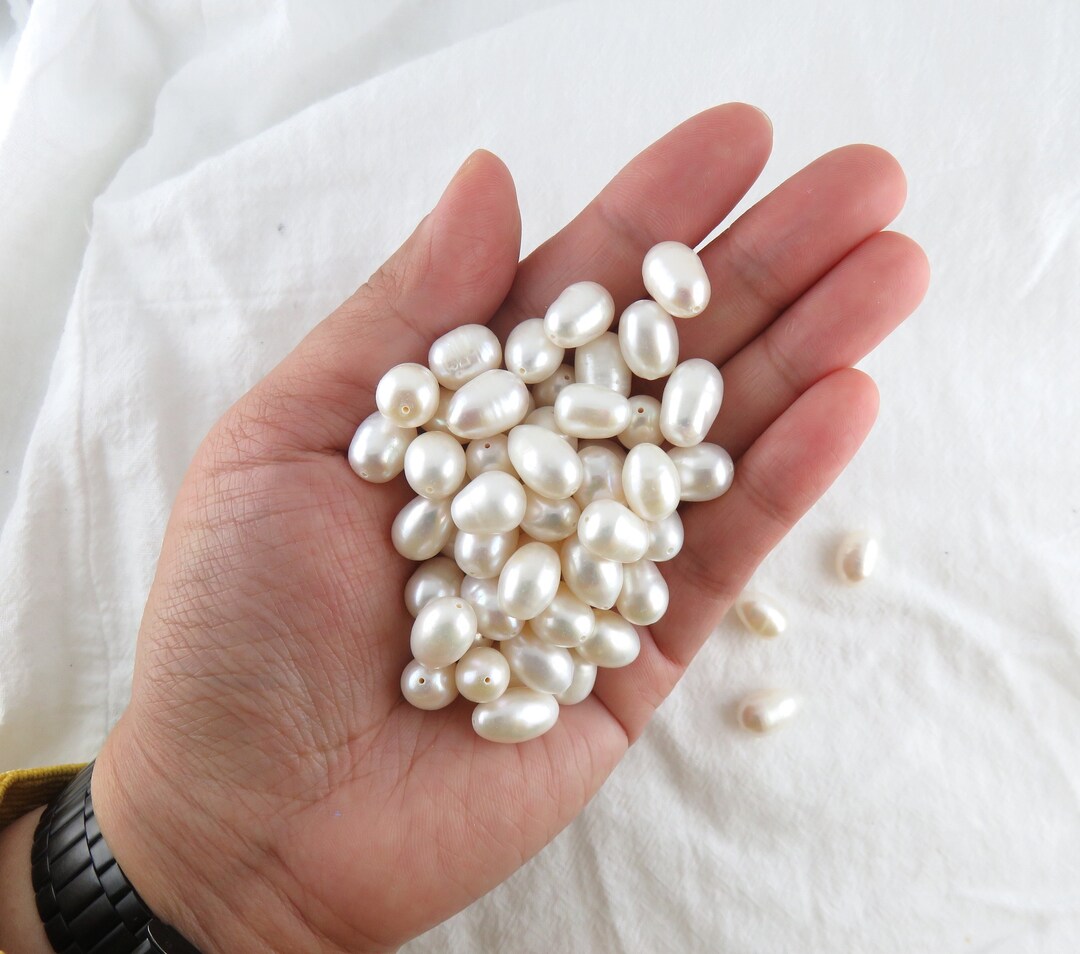 Center Drilled White Smooth Freshwater Loose Pearls / Natural Loose ...