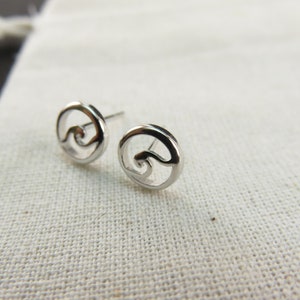 Silver Wave Stud Earrings, Tiny Simple Hoops for Second or Third ...