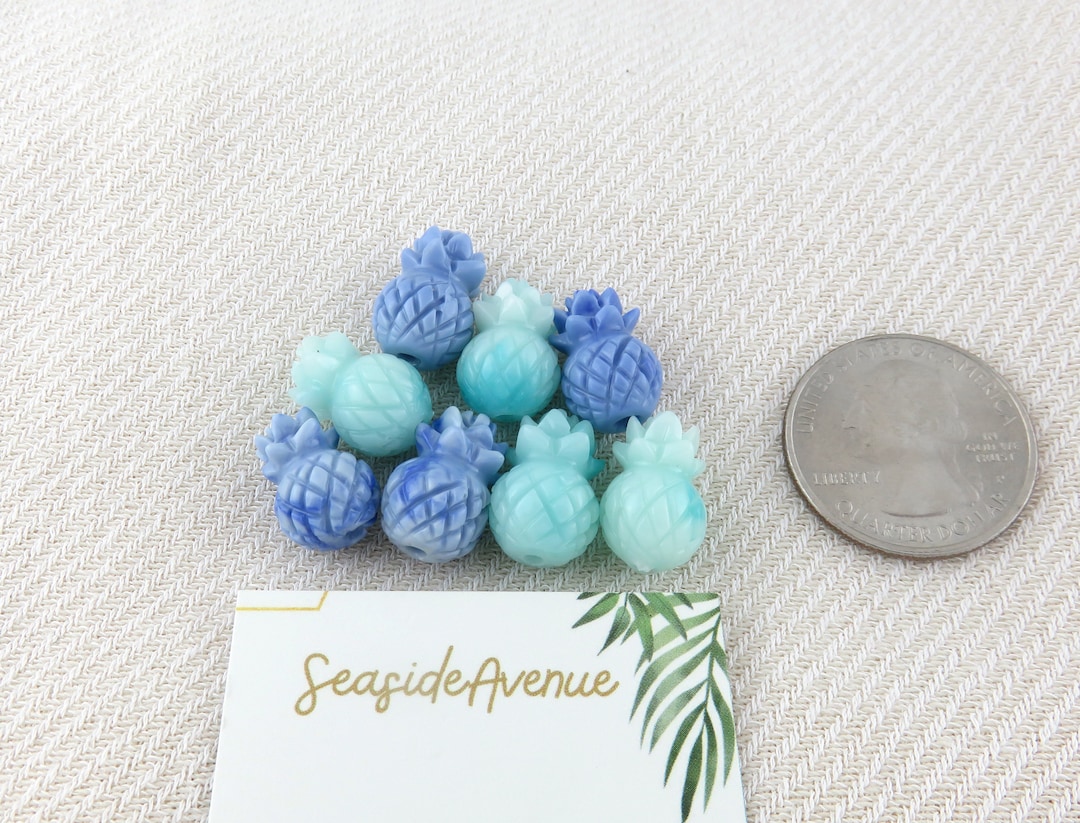 Center-drilled Synthetic Coral Pineapple Beads / Light and Dark Blue ...