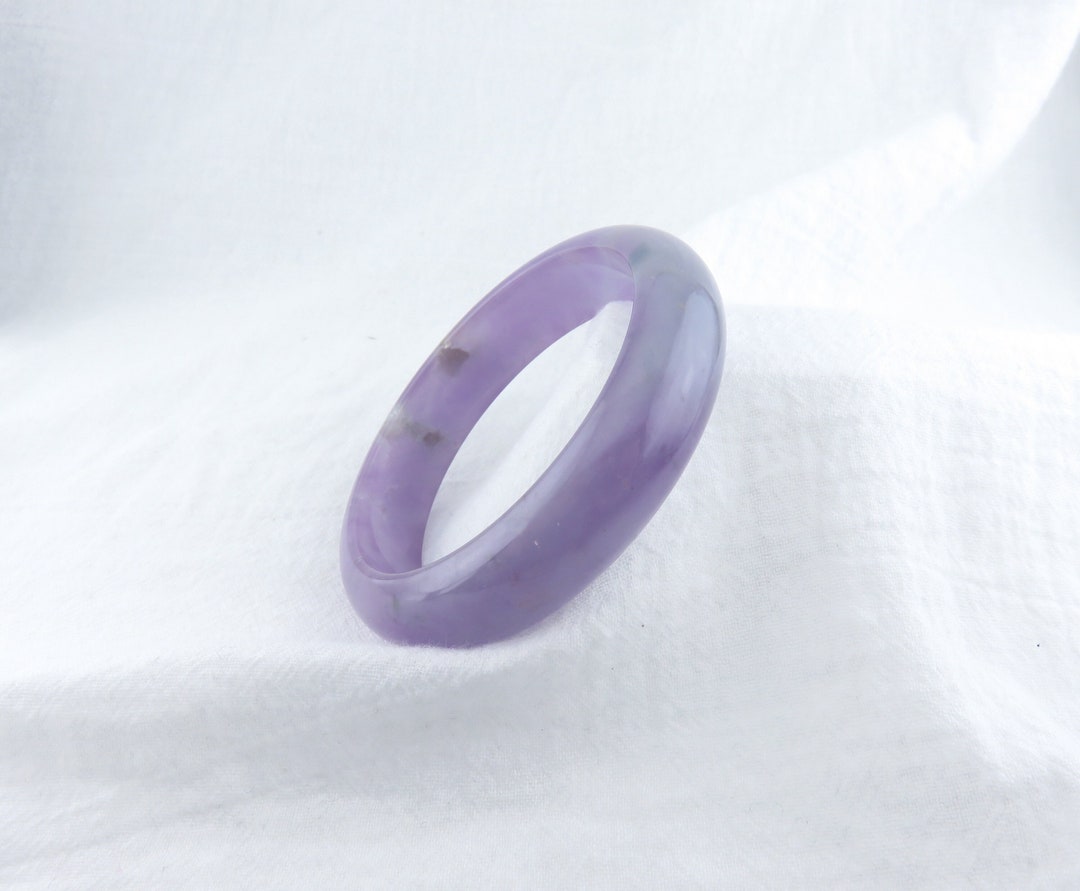 Natural Purple Jade Bangle, Fits 7.5