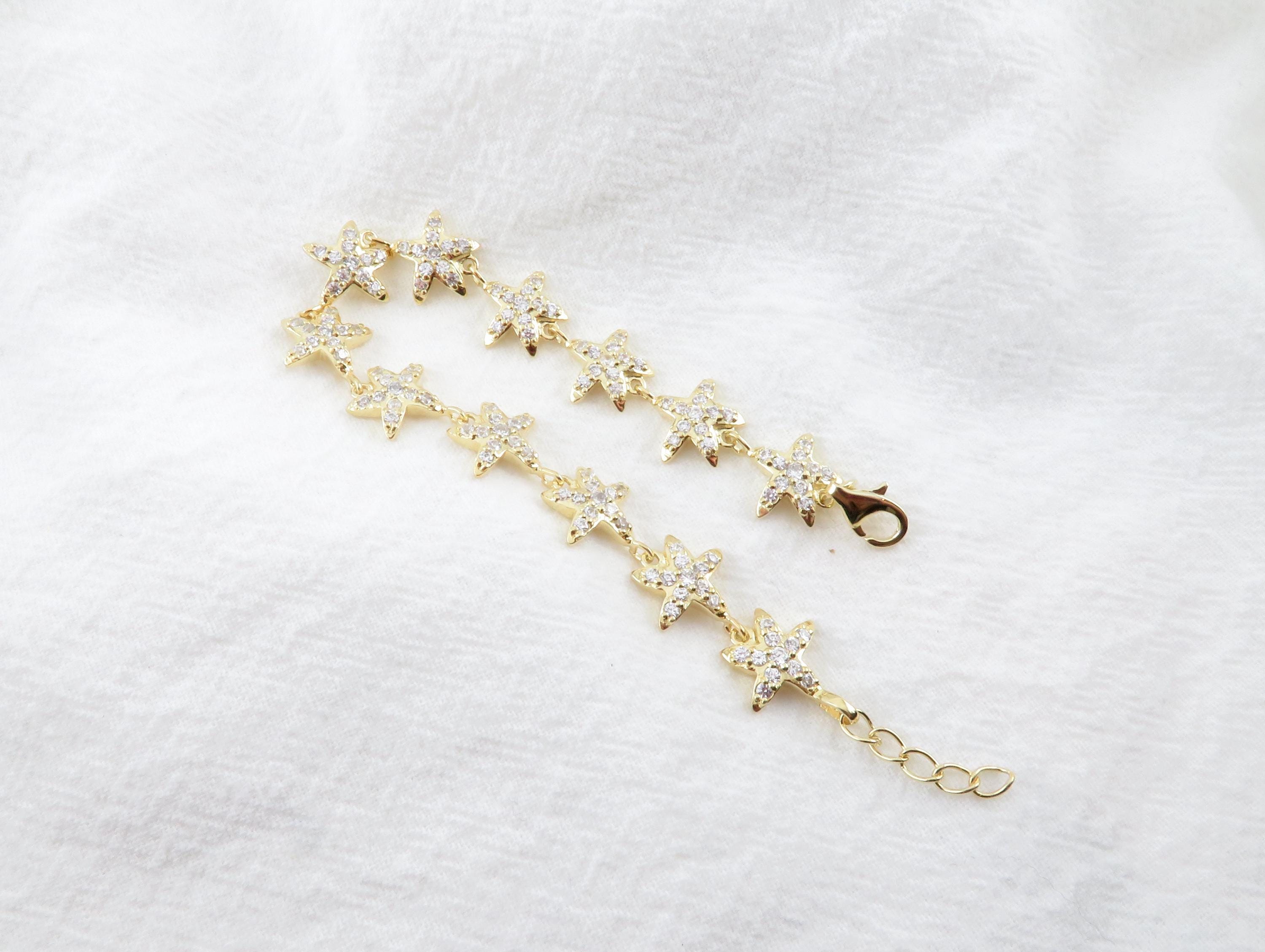 Starfish Bracelet / 18k Gold Overlay, 925 Sterling Silver Starfish With ...