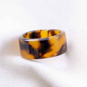 Brown Tortoise Shell Acrylic Ring / Brown Faux Turtle Shell, Adjustable ...