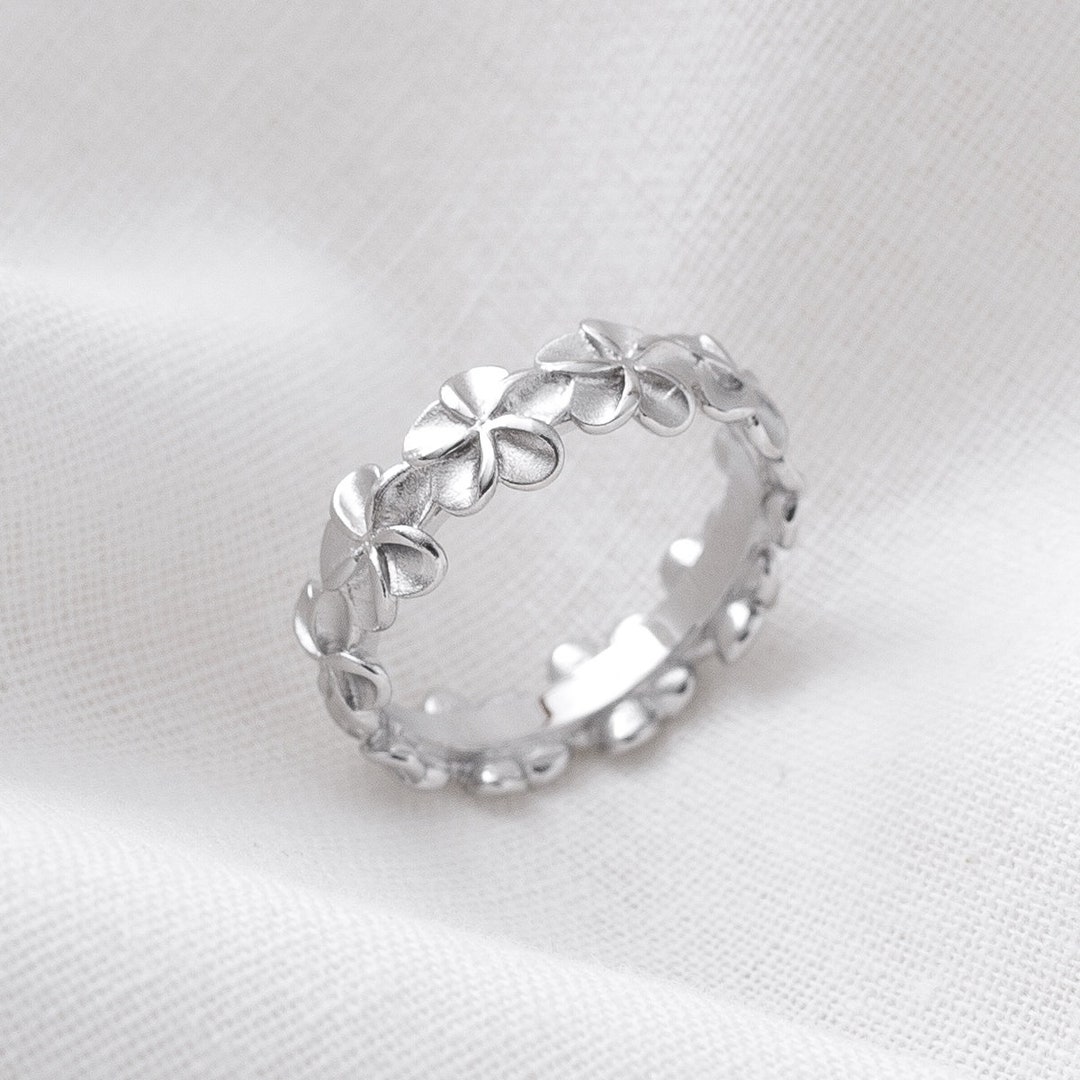 5mm Silver Plumeria Flower Band Lei Ring Minimalist Hawaiian Style - Etsy