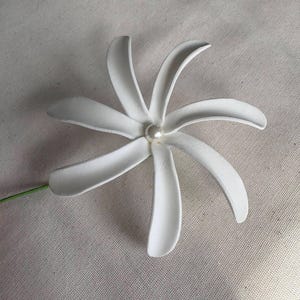 Tiare Foam Flower With White Pearl, 4" Ear Flower, Hair Pick / Tahitian ...