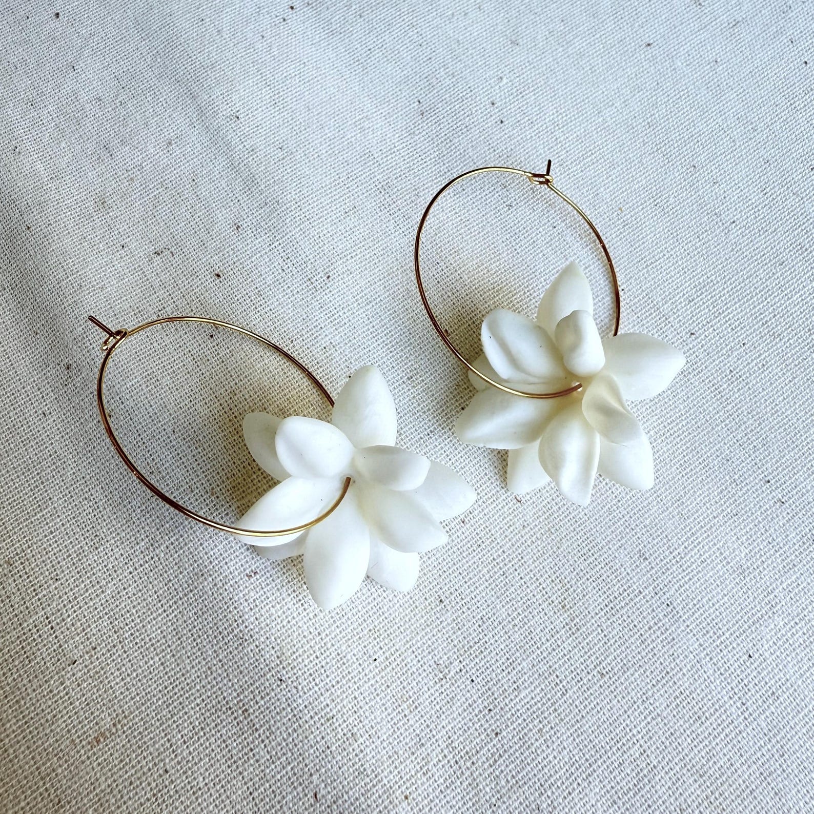 Pikake Clay Flower Hoop Earrings / Air Dry Clay Flowers, Handmade ...