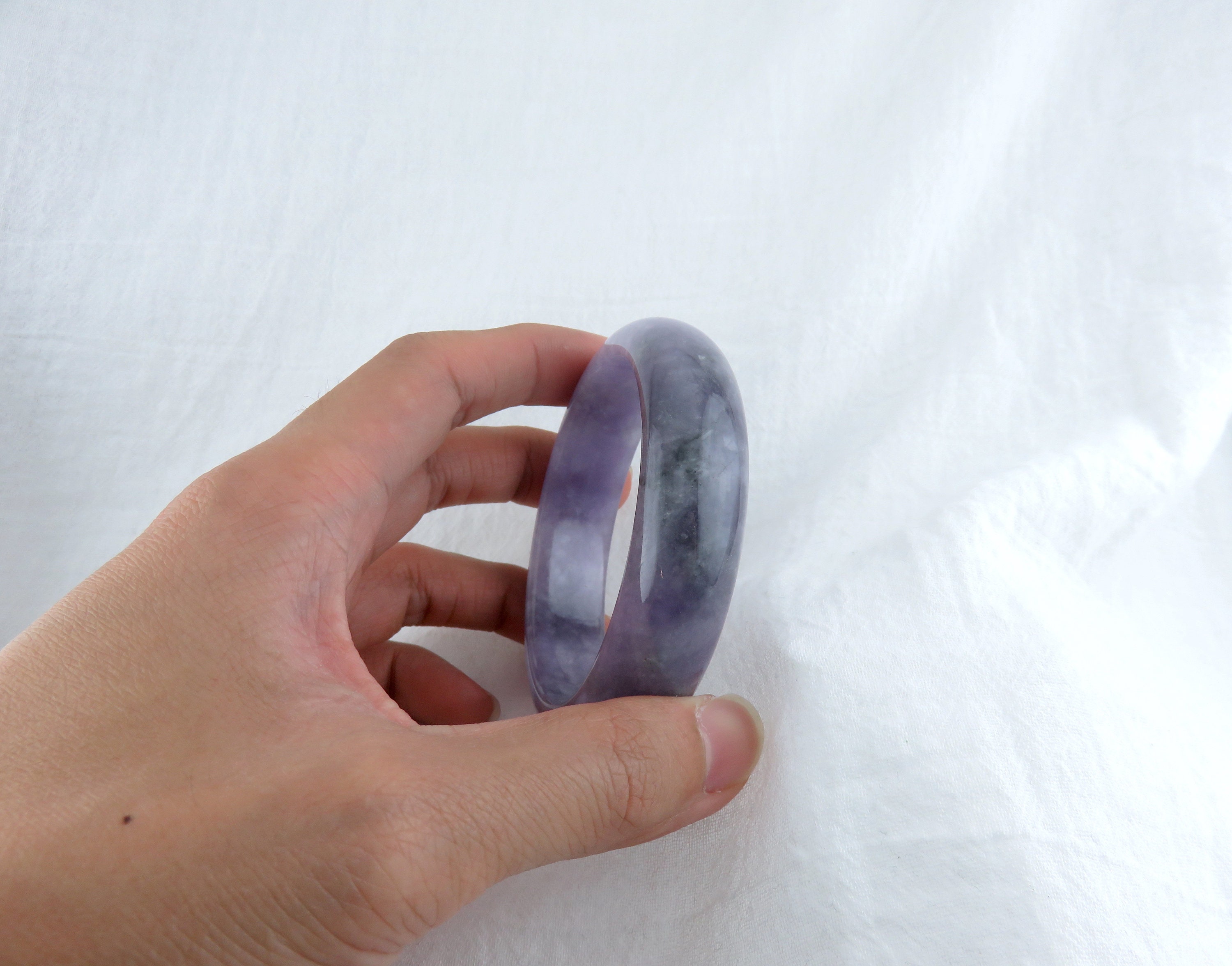 Natural Purple Jade Bangle, 7.5” 58.6 Mm, Grade B Real Jade, Burma Jade ...