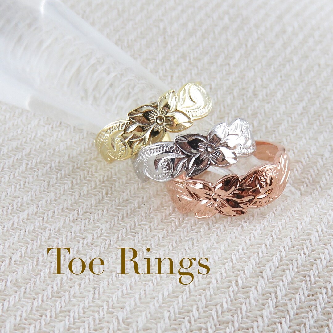 Hawaiian Scroll Toe Ring / Silver Gold Rose Gold Adjustable Toe Rings ...