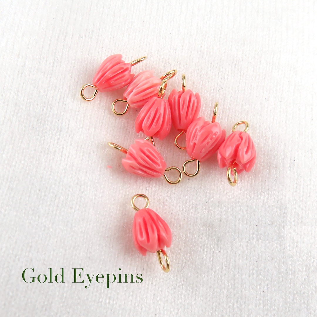 Top Hanging, Pink Pikake Jasmine Beads in Gold Eye Pin Wires - Etsy