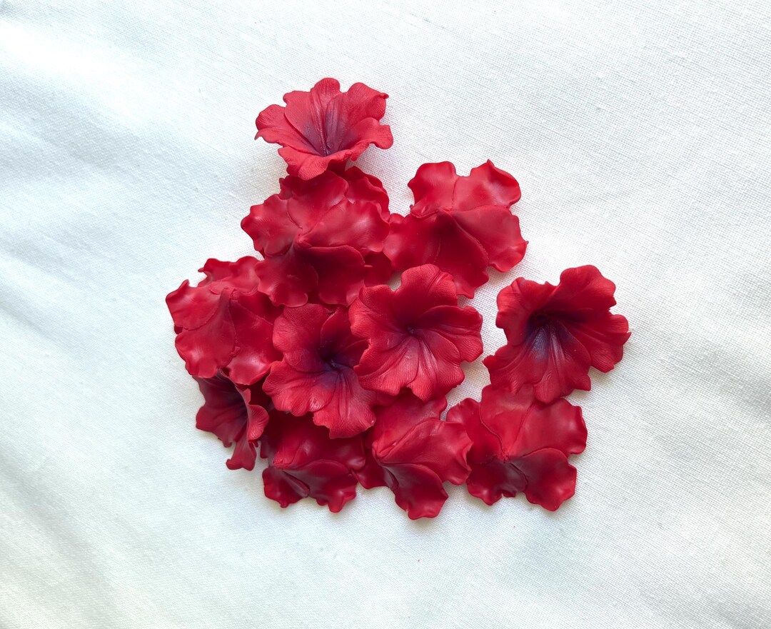 Red Hibiscus Clay Flowers, Clay Flowers for Jewelry Making, Red Flowers ...