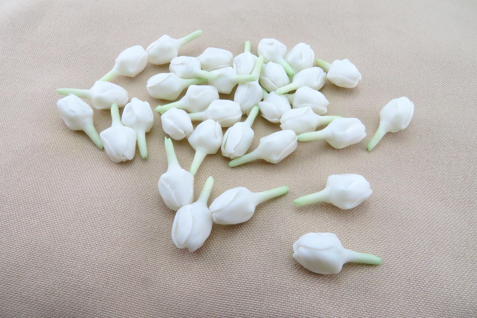 Pikake Bud Clay Beads in Bulb Form, White Pikake, Pikake Clay Flowers ...