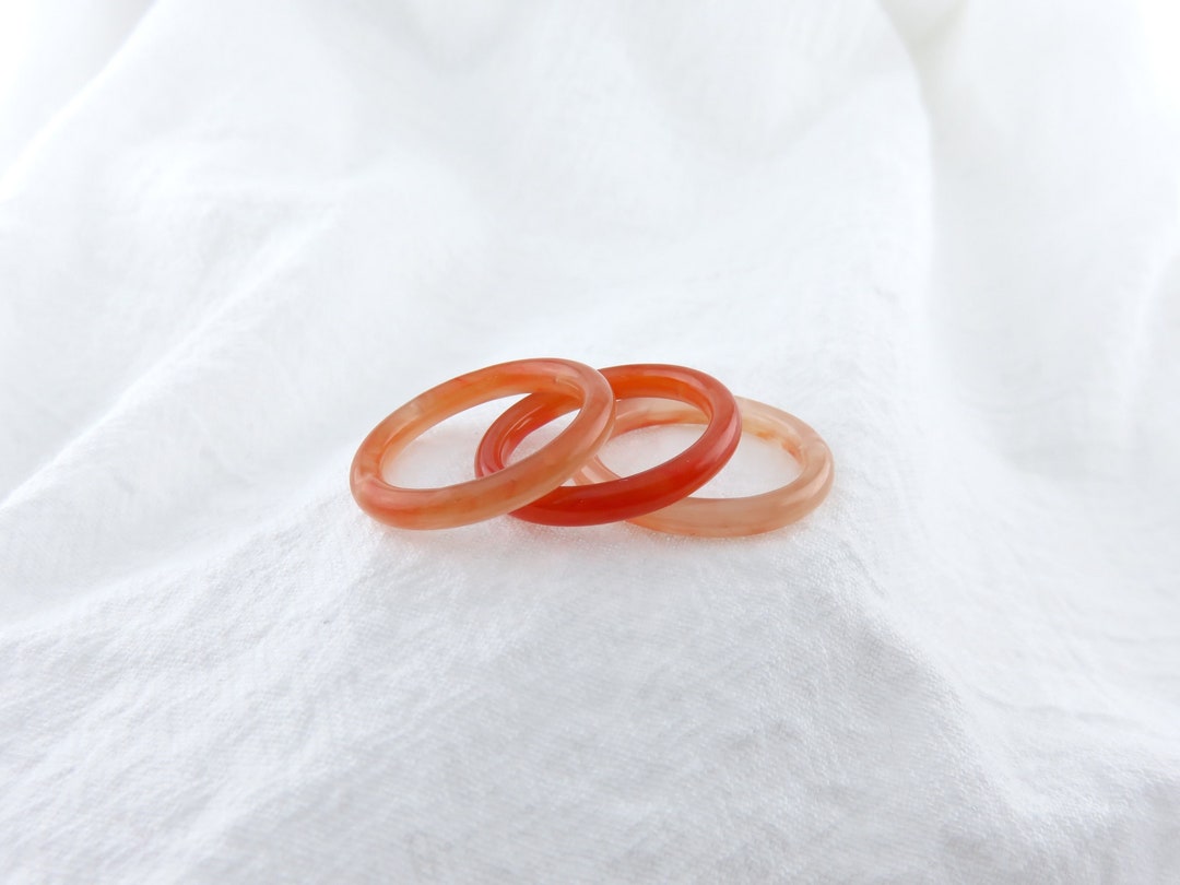 Thin Orange Jade Band Ring / Round, Smooth, High Quality Orange Jade ...