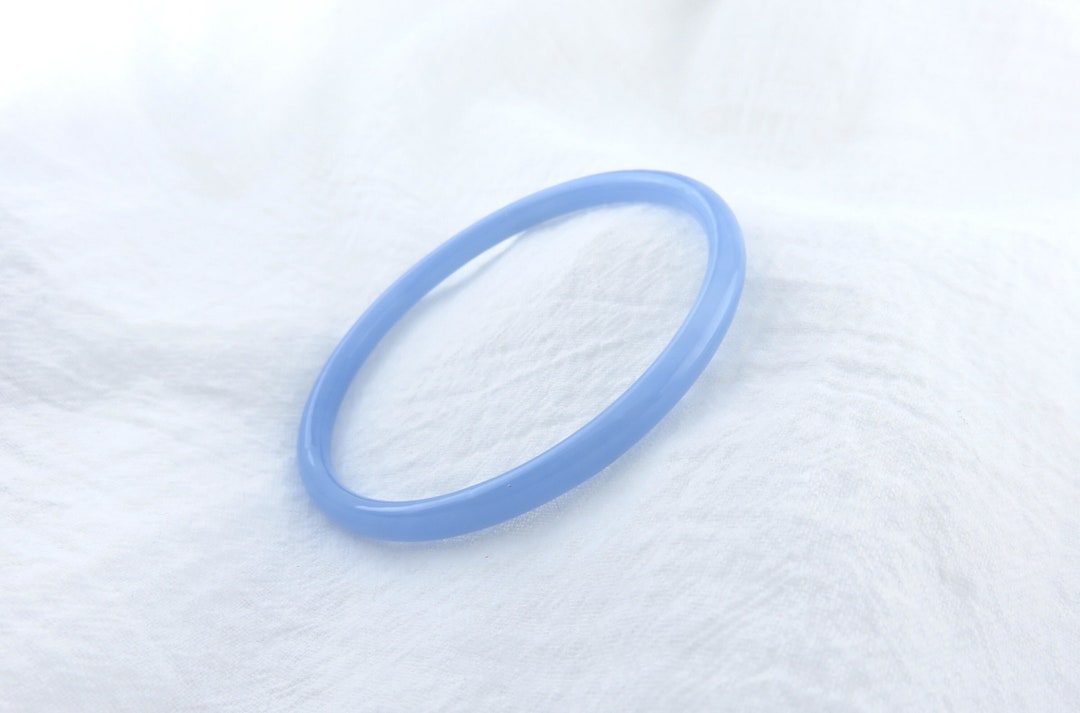 Thin Blue Jade Bangles / Round, Smooth, High Quality Jade Fits Size 7.5 ...