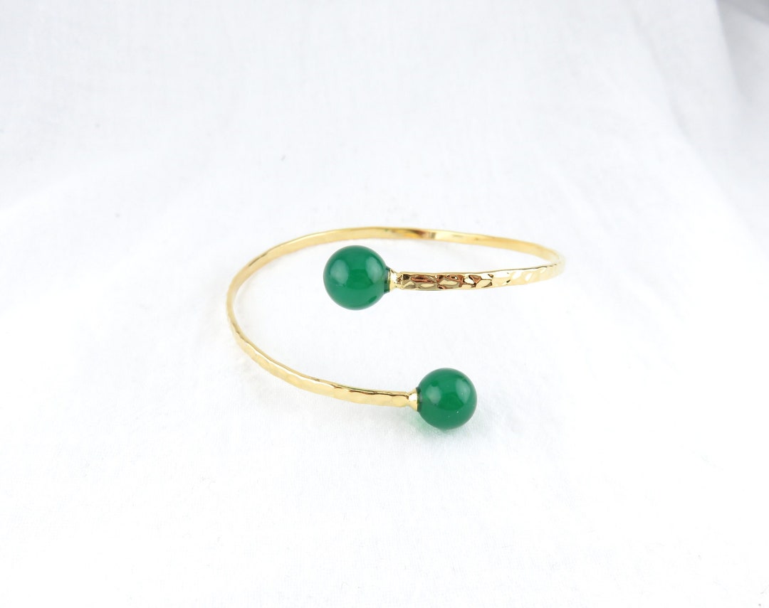Double Green Jade Cuff Bypass Bangle / Hawaiian Heirloom Design ...