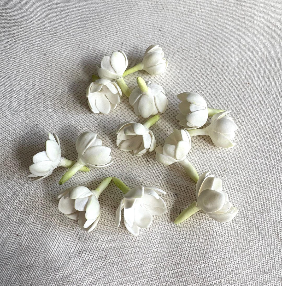 Partially Blooming Pikake Clay Flowers, White Pikake, Bags of 25 or 50 ...