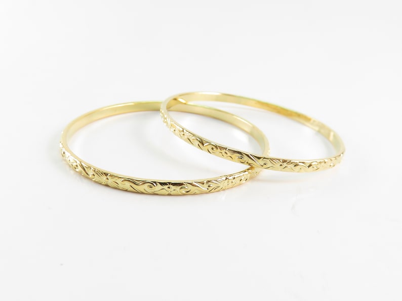 Thin Gold Baby Bangle Hawaiian Heirloom Design Hamilton Hawaiian Gold ...