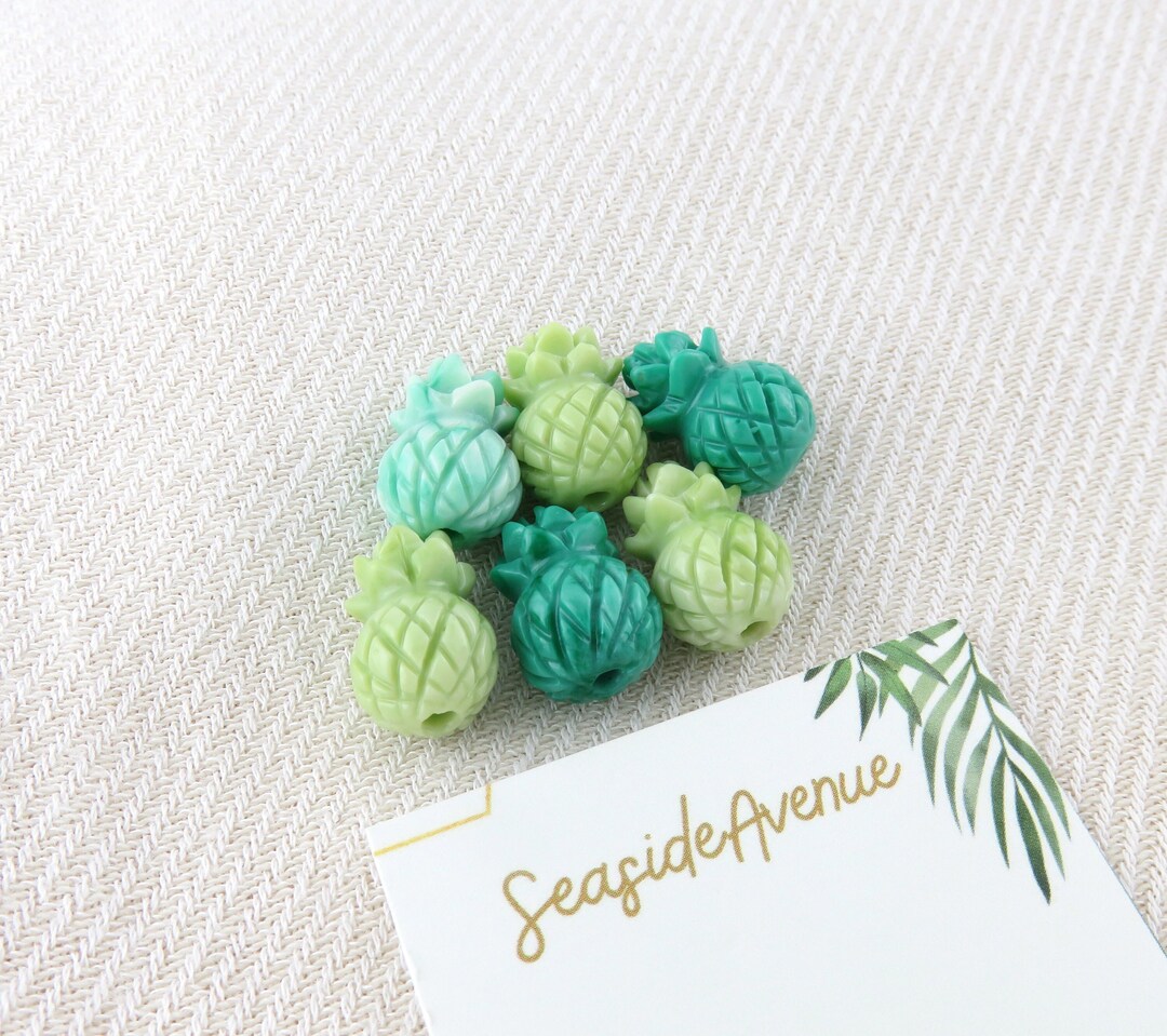 Center-drilled Synthetic Coral Pineapple Beads - Aquamarine, Teal, and ...