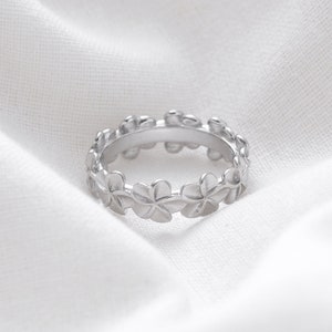 5mm Silver Plumeria Flower Band Lei Ring Minimalist Hawaiian Style - Etsy