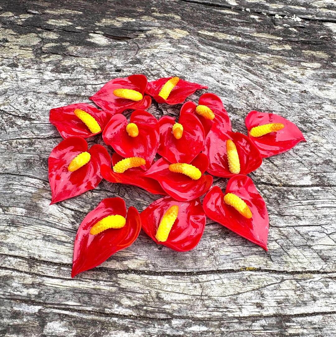 Anthurium Clay Flowers, Red Anthurium, 20 Pcs, Jewelry Making, Lei ...