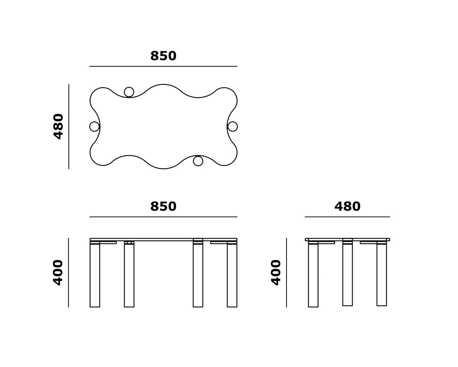 Curvy Rectangle Shaped Table Savia Mild Orange, Modern Coffee Table ...