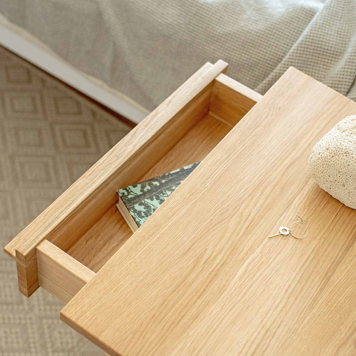Bedside oak table wooden nightstand wood side table night | Etsy