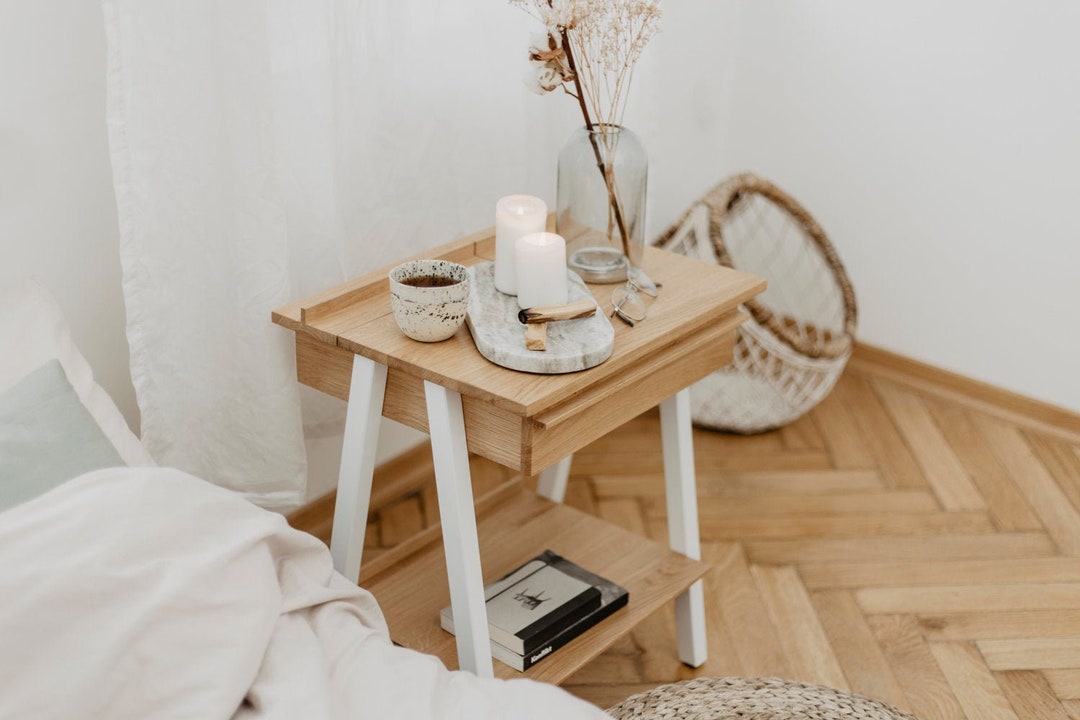 Bedside Oak Table Wooden Nightstand Wood Side Table Night - Etsy