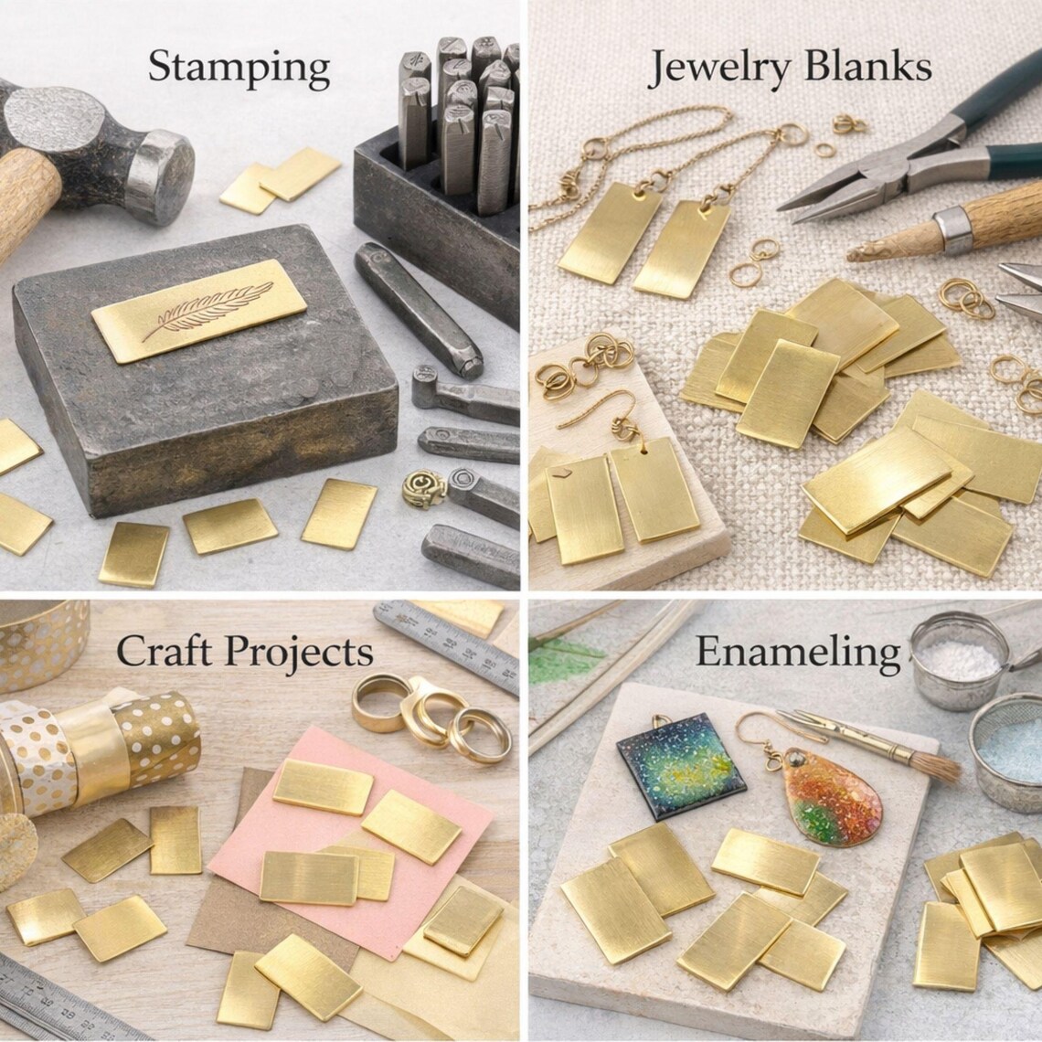 Small Raw Brass Square Blanks for Jewelry Making, Stamping, Engraving ...