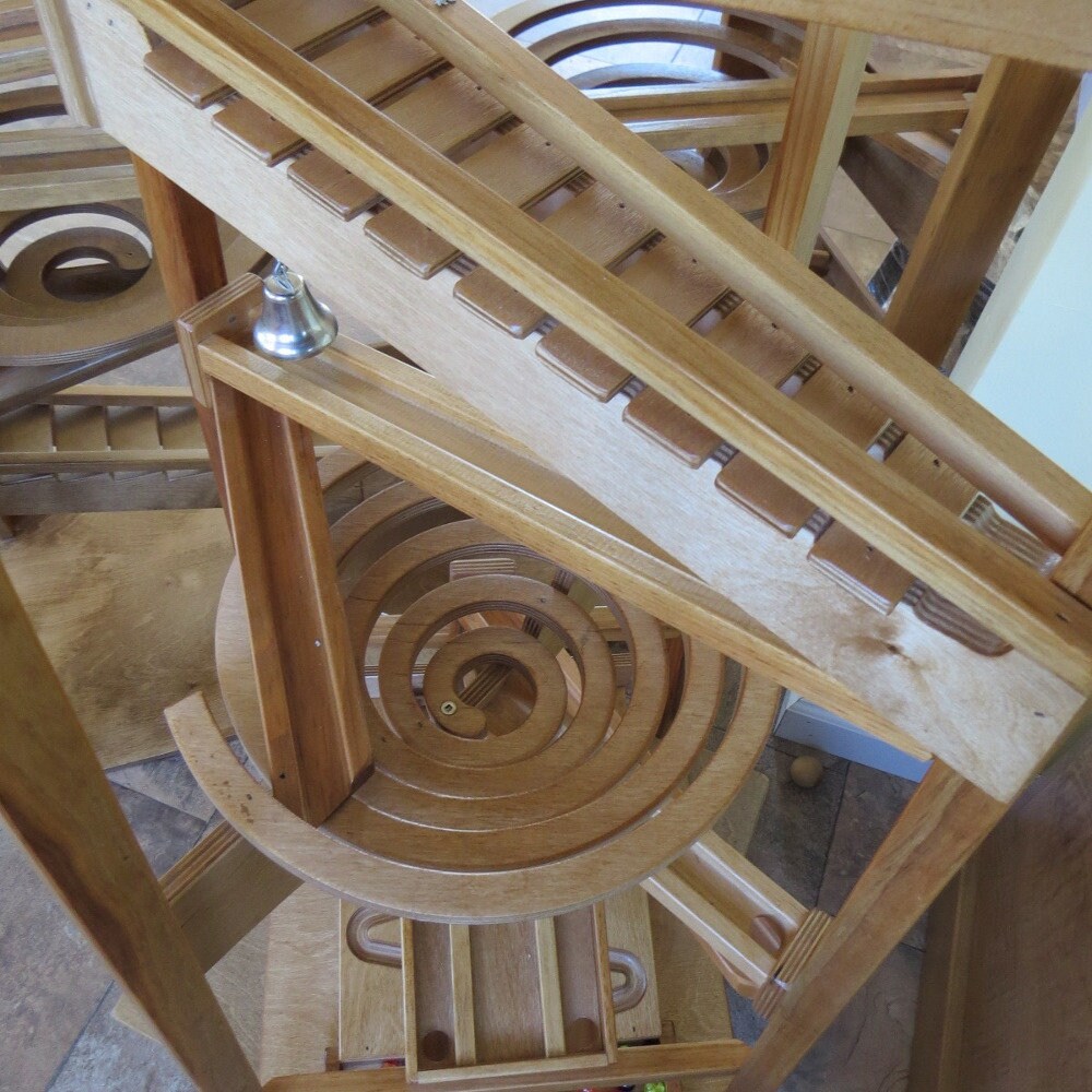 Large MARBLE PYRAMID Run, Natural Finish Handmade Wood Activity Toy USA ...