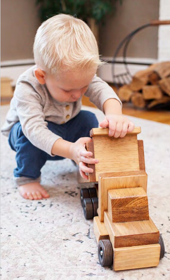 Large WOOD DUMP TRUCK Handmade Wooden Construction Working | Etsy