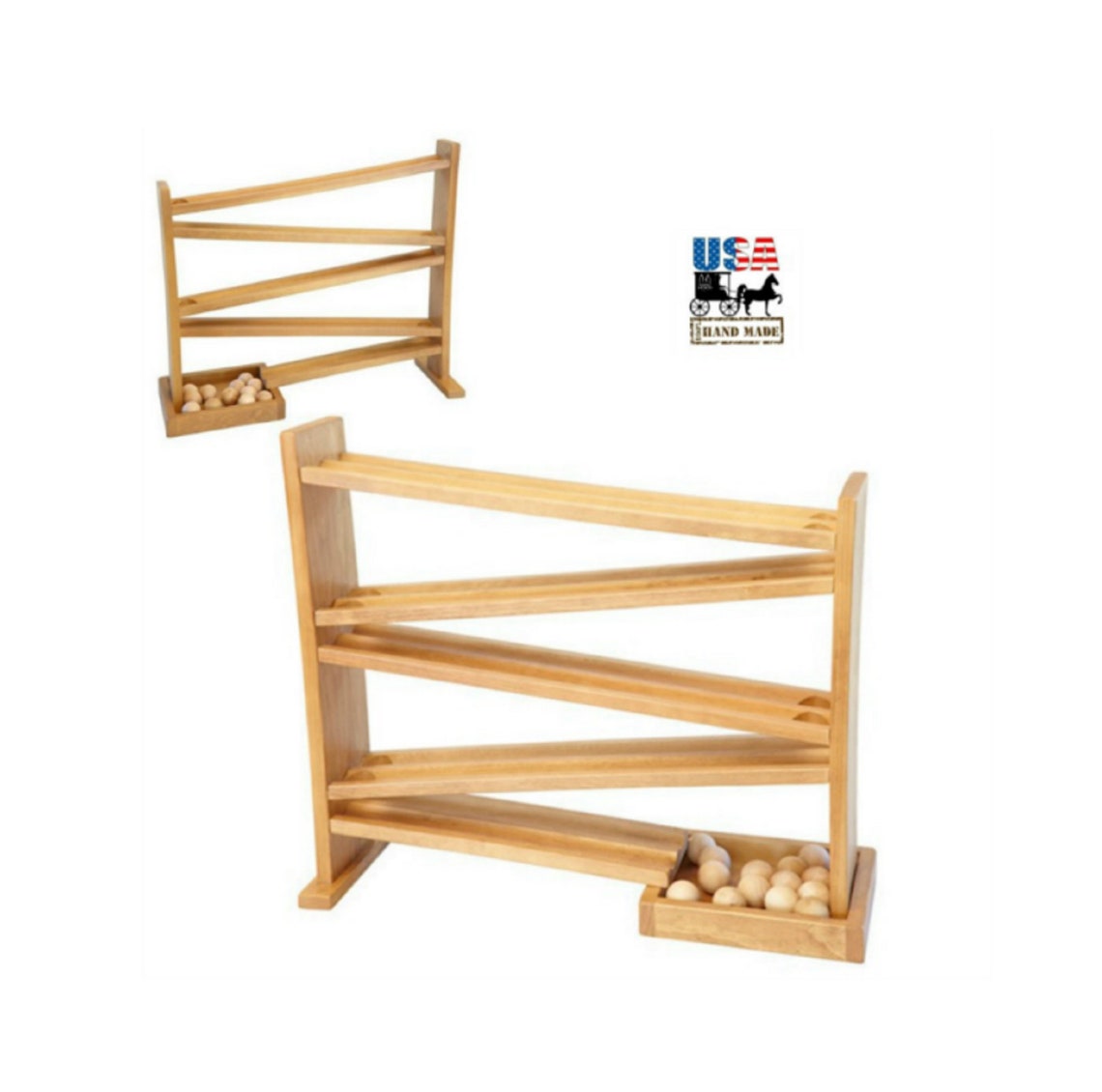 WOOD BALL RUN Marble Racetrack Toy Roller Race Game | Etsy