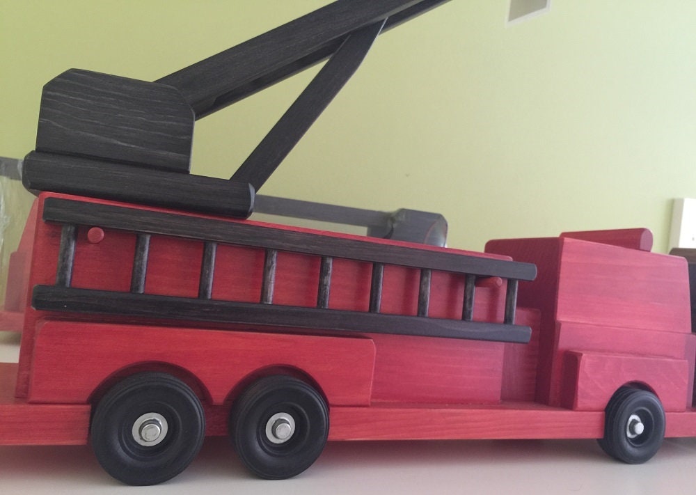 RED FIRE ENGINE Large Handmade Wood 1st Responder Ladder - Etsy