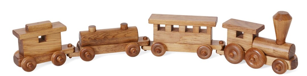 Large TOY TRAIN - Wood Cars With Caboose and Tanker HARVEST Finish - Etsy