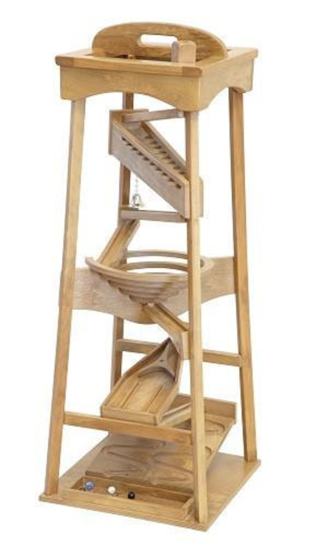 Large MARBLE PYRAMID Run, Natural Finish - Handmade Wood Activity Toy ...