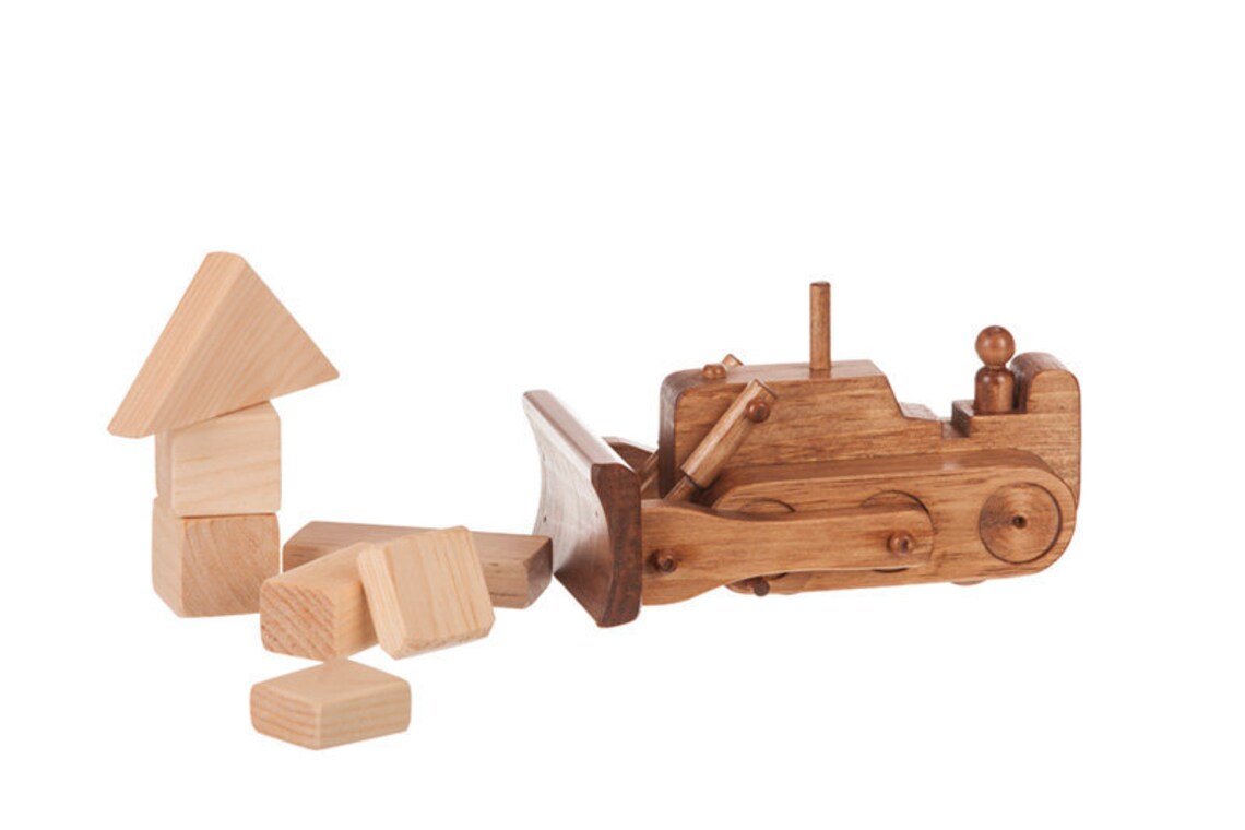 BULLDOZER WOOD TOY - Handmade Working Construction Truck - Etsy