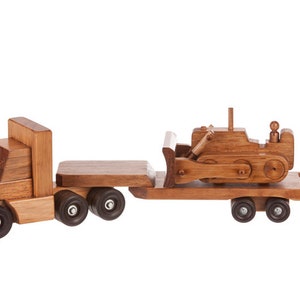 TRACTOR TRAILER & BULLDOZER Handmade Wood Toy Working - Etsy