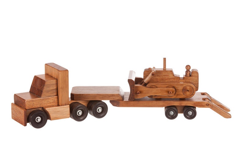 TRACTOR TRAILER & BULLDOZER Handmade Wood Toy Working - Etsy