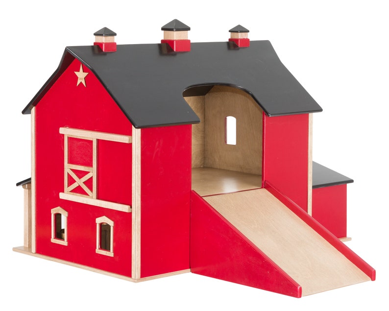 Amish Wooden Bank Barn: Sustainable Playset for Kids - Creative Handcrafted Farm Toy | RED ...