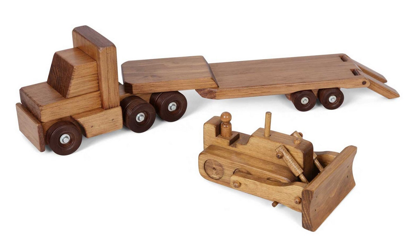 TRACTOR TRAILER & BULLDOZER Handmade Wood Toy Working - Etsy