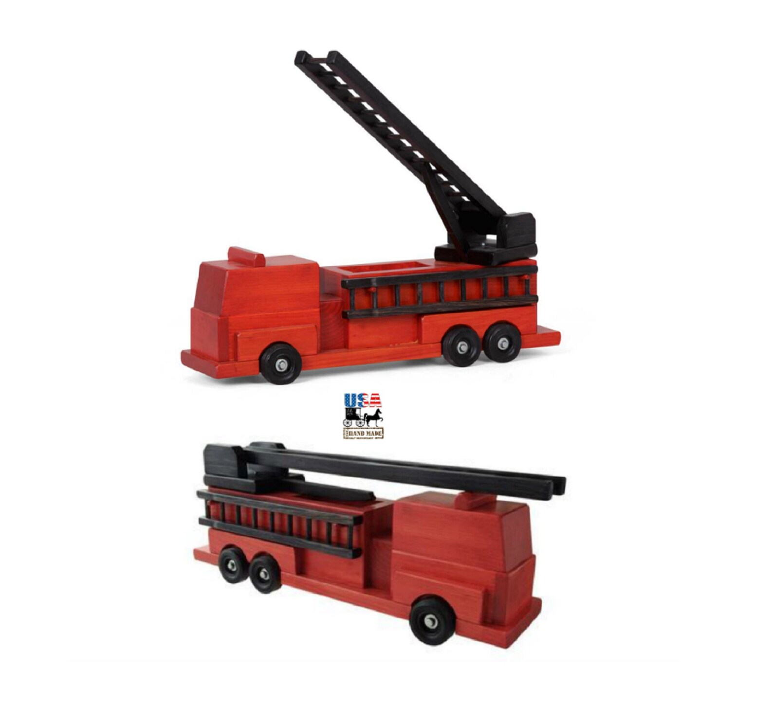 RED FIRE ENGINE Large Handmade Wood 1st Responder Ladder - Etsy