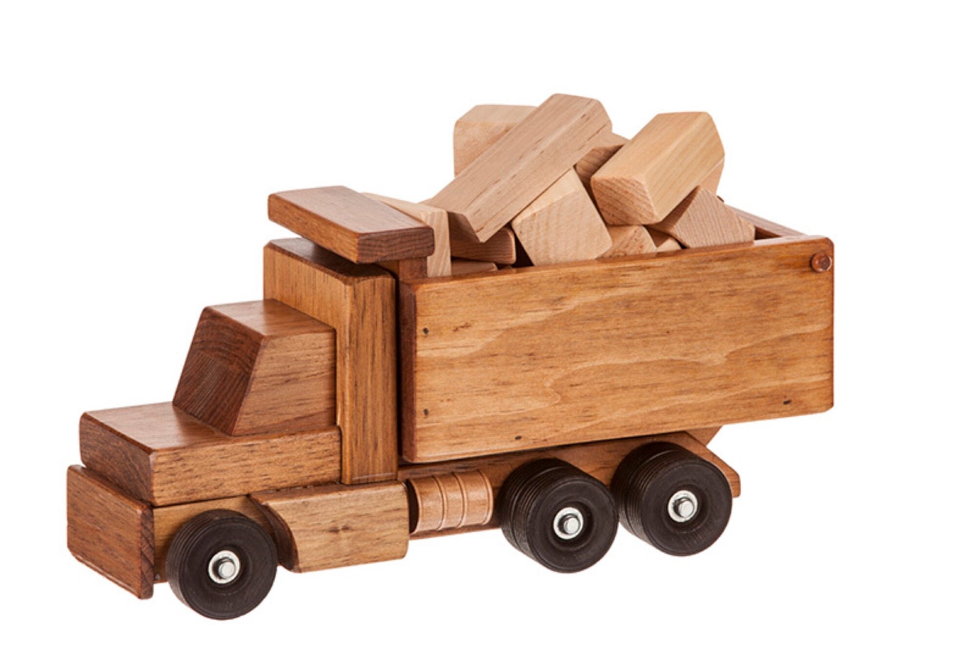 Large Wooden Dump Truck and Natural Block Set - Etsy