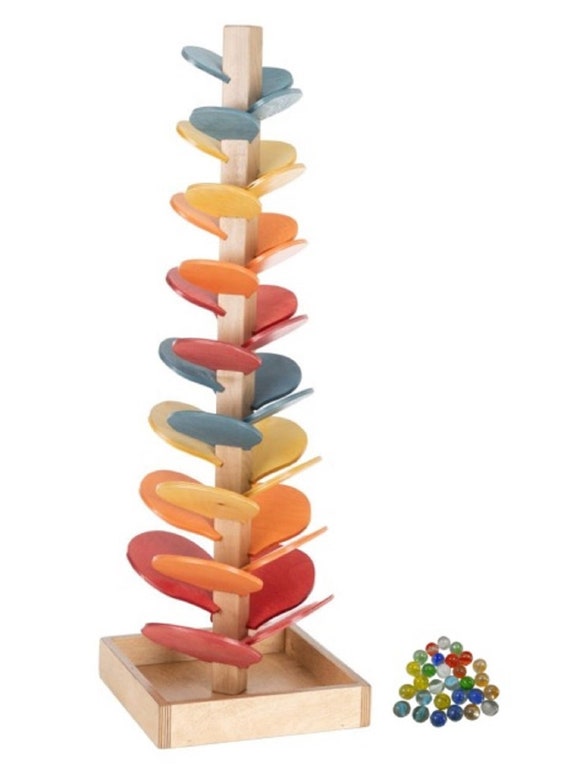 Colorful Rainbow MARBLE TREE Wood Marble Run Toy With Glass | Etsy