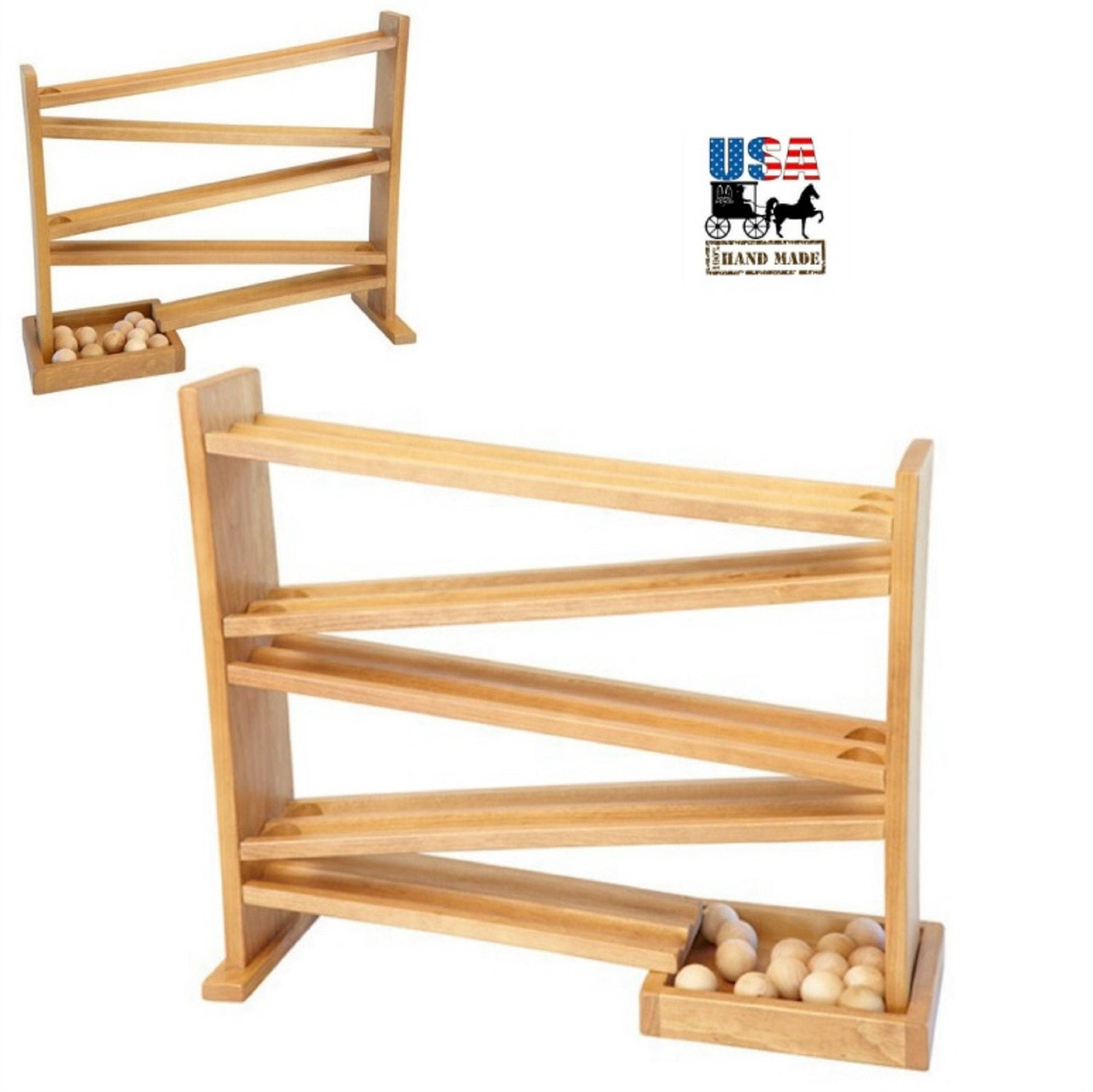 WOOD BALL RUN - Marble Racetrack Toy Roller Race Game - Etsy