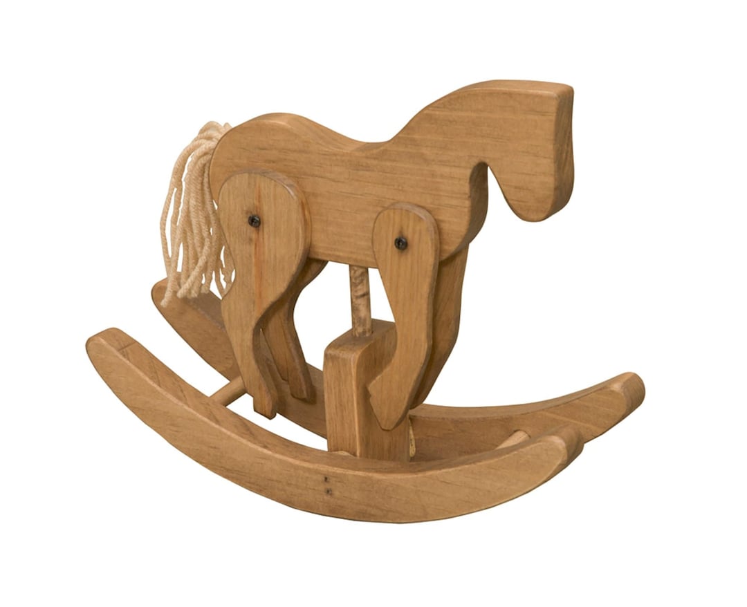 Amish Handmade Wooden Rocking Horse: Harvest Finish Toddler Toy - Etsy