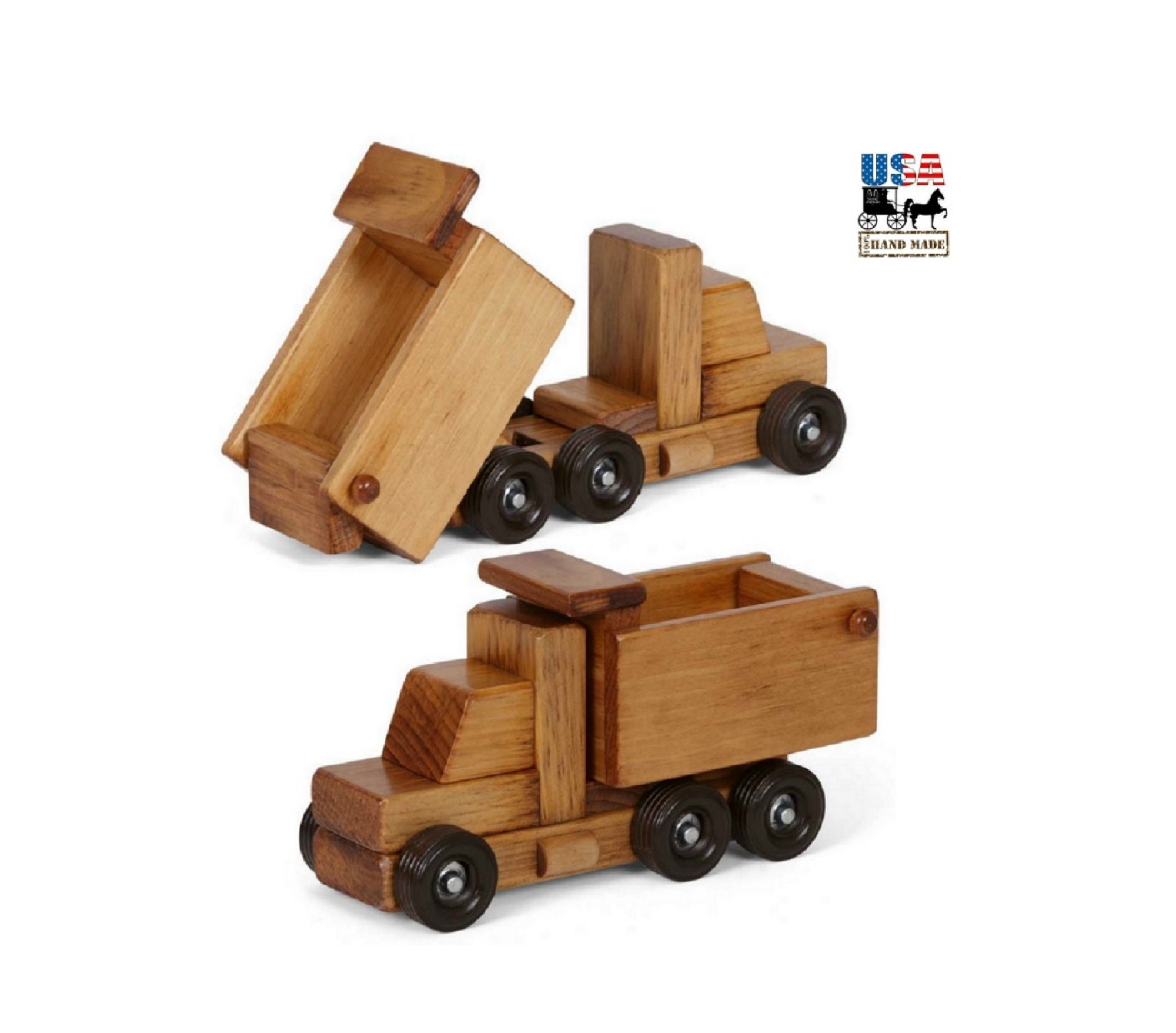 DUMP TRUCK Working Wood Construction Toy Handmade USA - Etsy