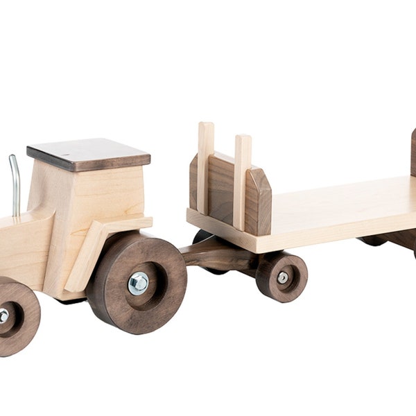 Wooden Tractor and Wagon - Etsy