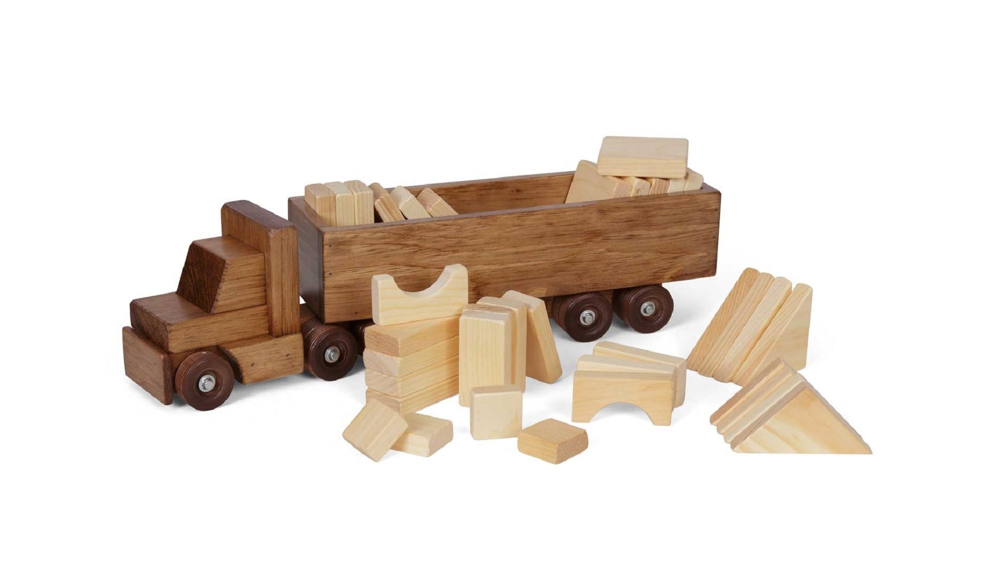 CARGO TRUCK With BLOCKS Handmade Wood Construction Tractor | Etsy