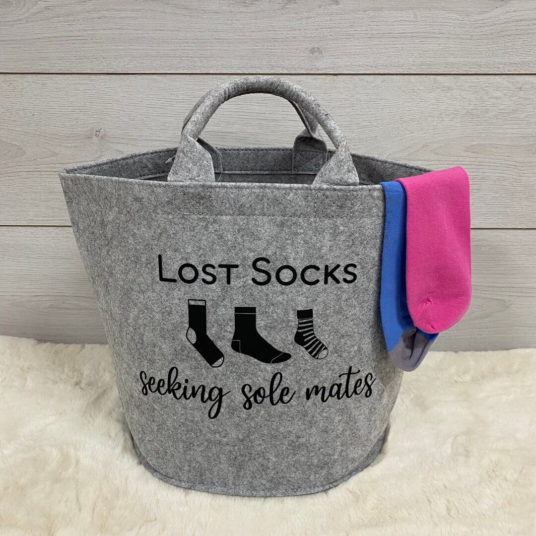 Odd Socks Felt Storage Basket, Lost Socks Storage, Lost Sock Organiser ...
