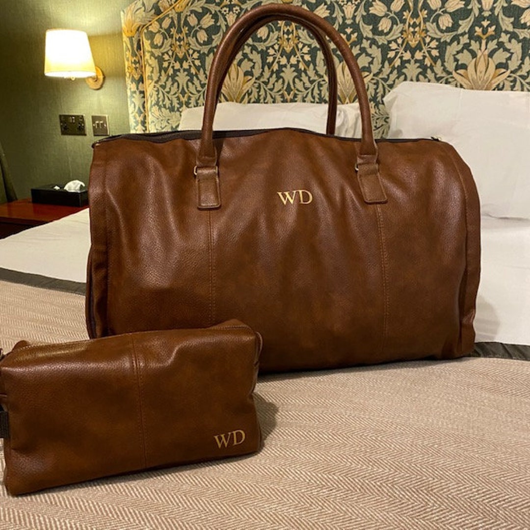 Personalised Suit Carrier, Faux Leather Holdall, Personalised Travel ...