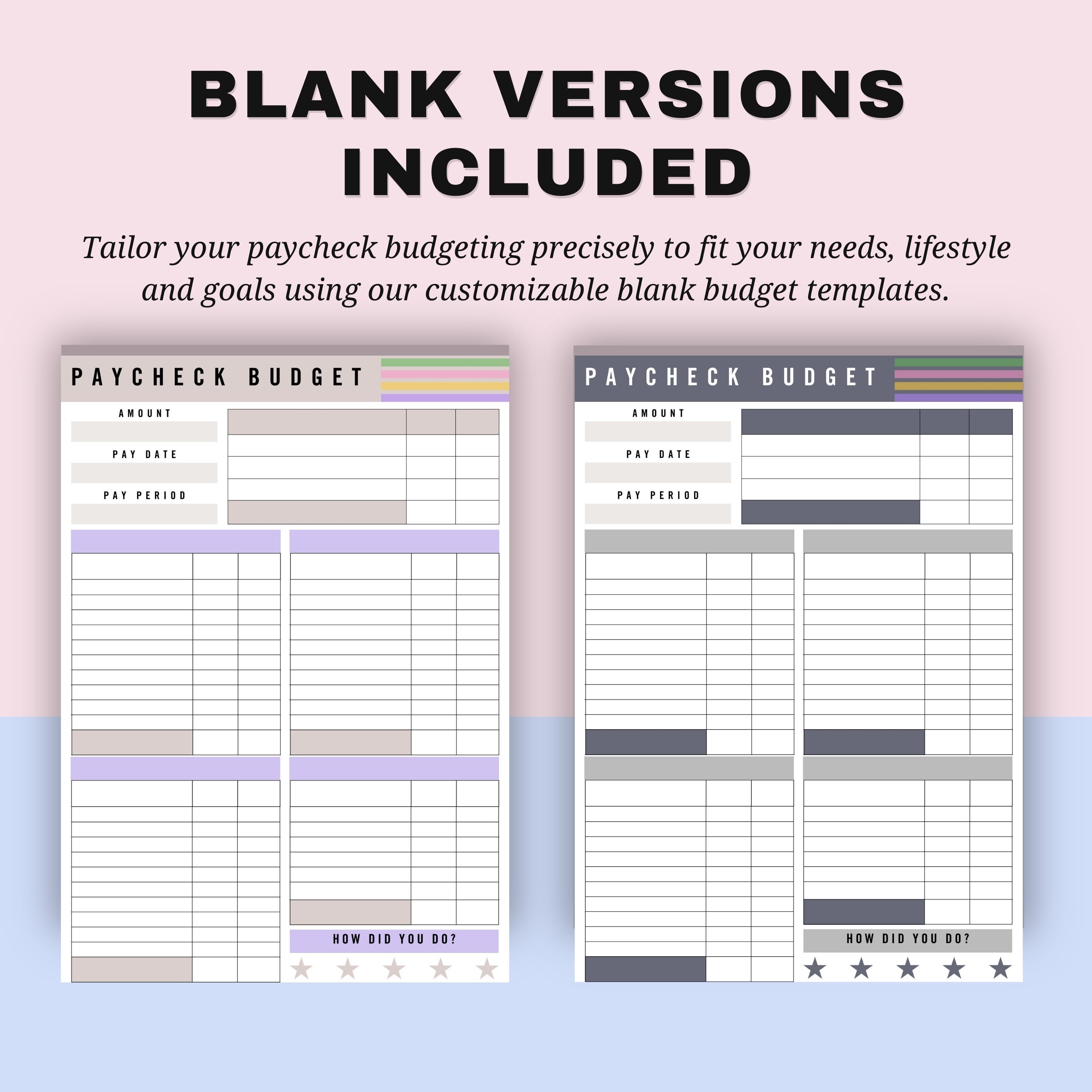 Paycheck Template, Personal Finance, Budget by Paycheck, Biweekly ...