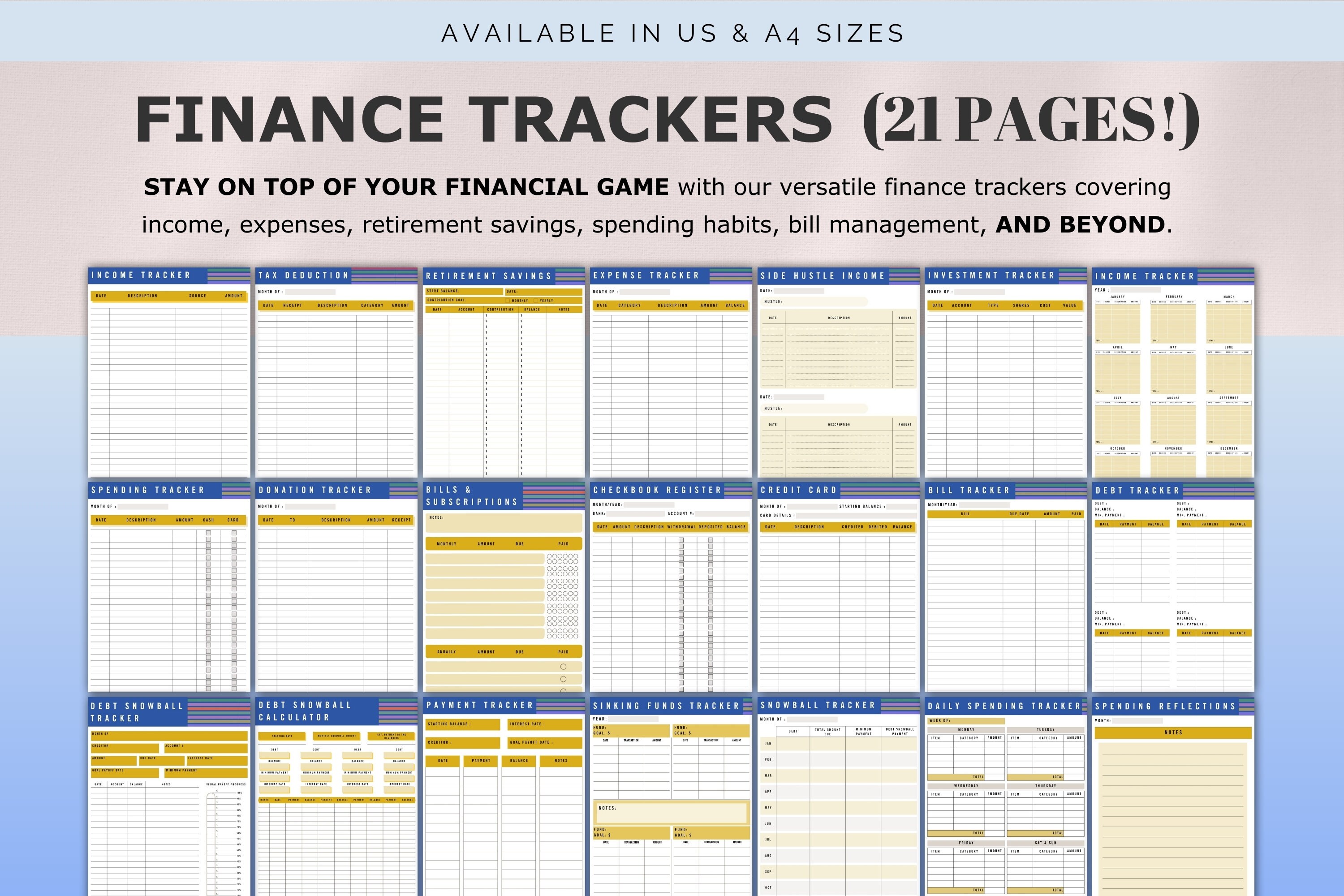 Finance Planner Bundle: Printable Personal Budget Expense Tracker, A5 ...