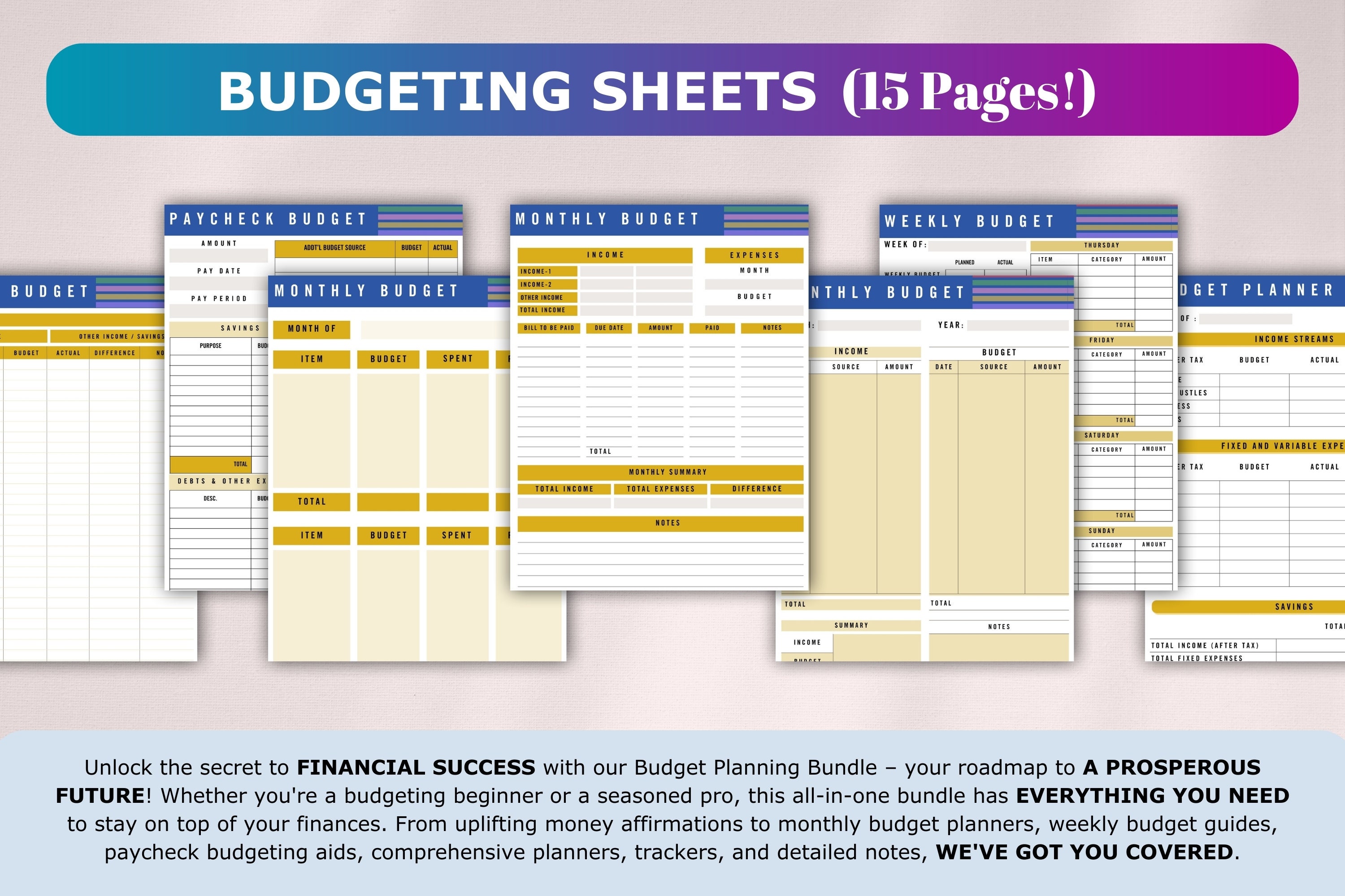 Finance Planner Bundle: Printable Personal Budget Expense Tracker, A5 ...